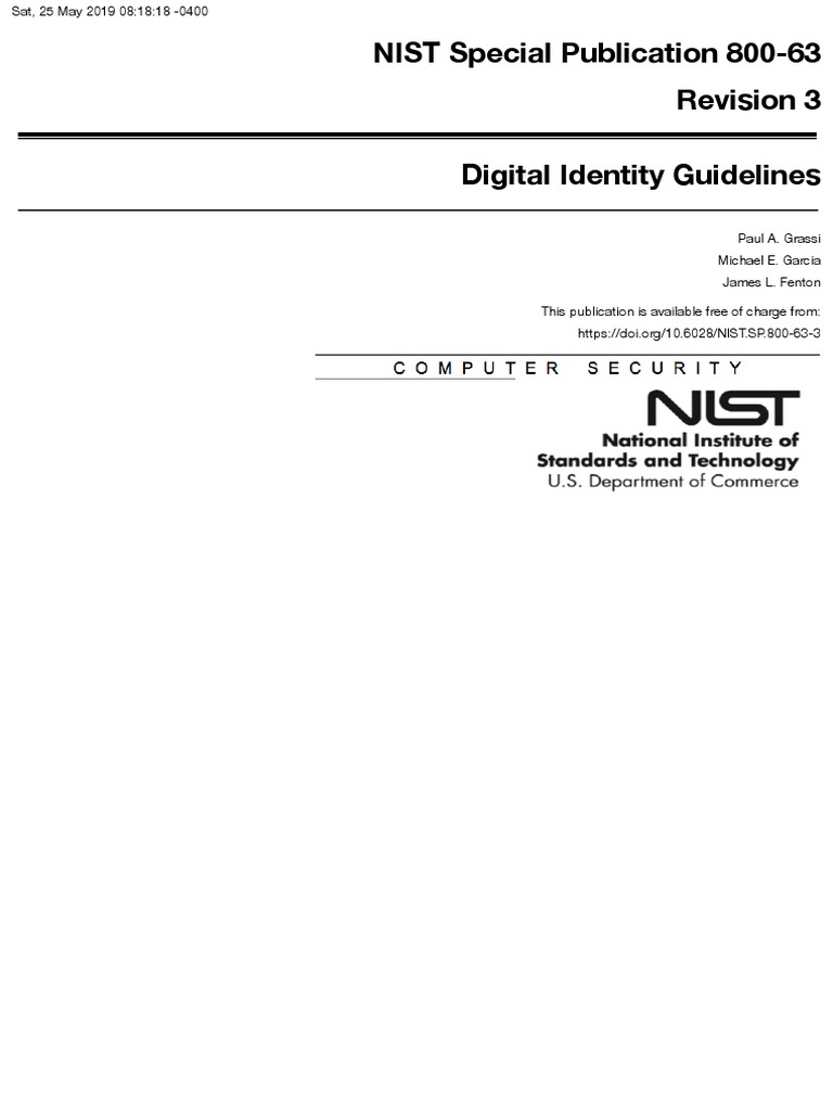 NIST Special Publication 800-63-3 | PDF | Authentication | Key ...