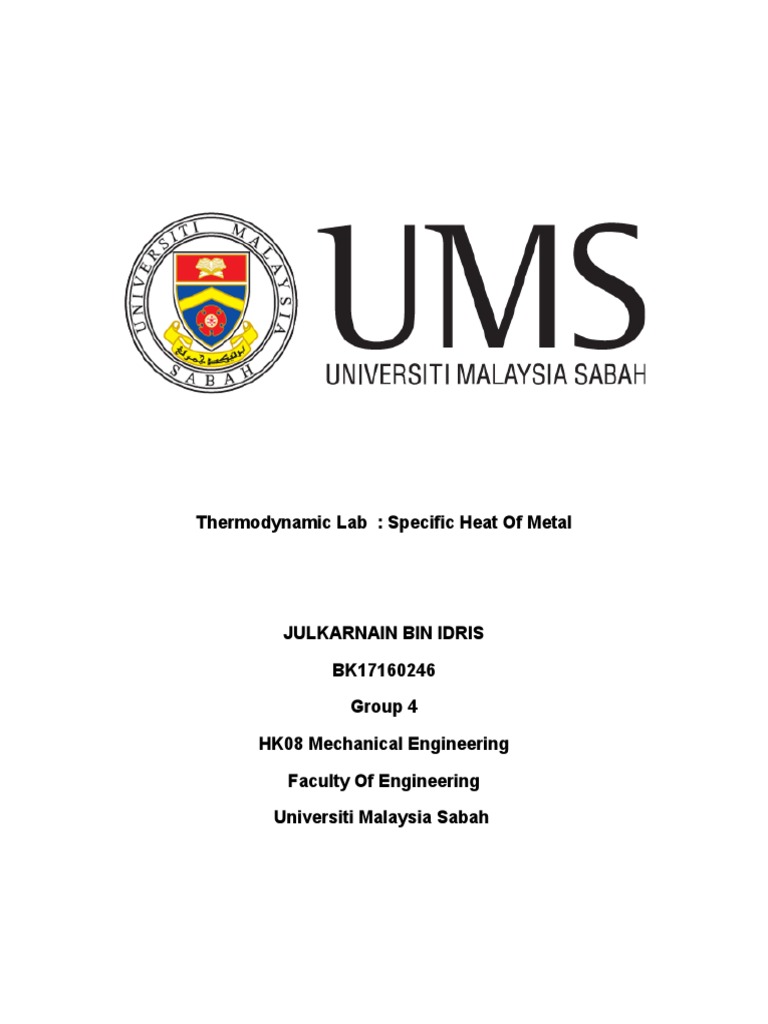 Lab Experiment: Specific Heat of Metal | PDF | Heat | Heat Capacity