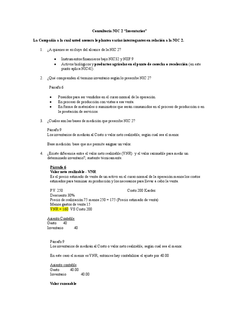 Consultoria NIC 2 Inventarios | PDF | normas internacionales de ...