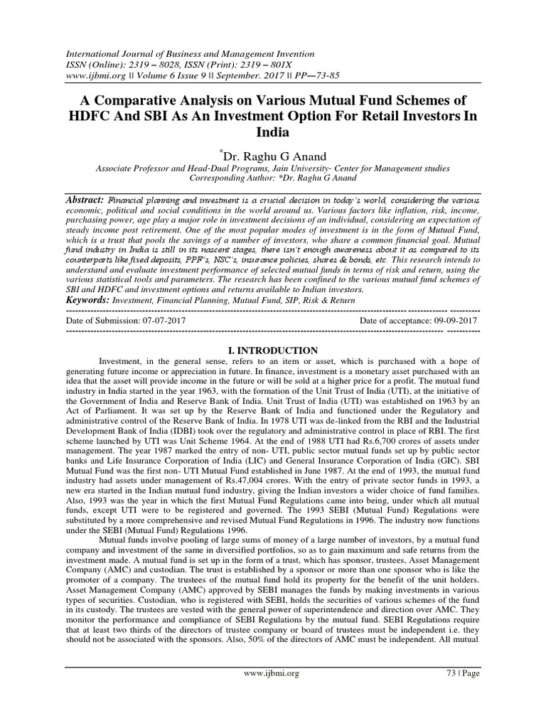 HDFC Vs Sbipdf | PDF | Beta (Finance) | Sharpe Ratio