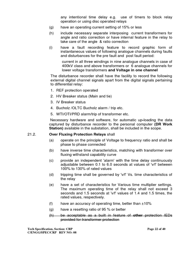 Station) Available in The Substation, Shall Be Included in The Scope ...