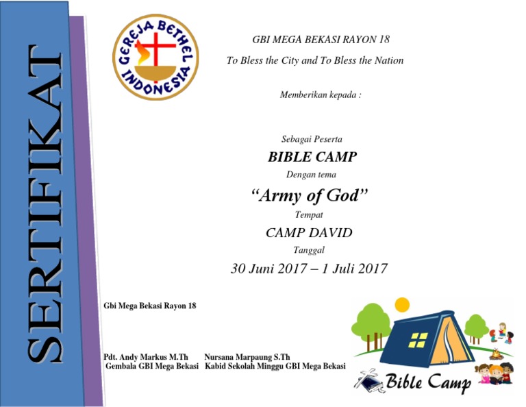 Sertifikat Bible Camp | PDF