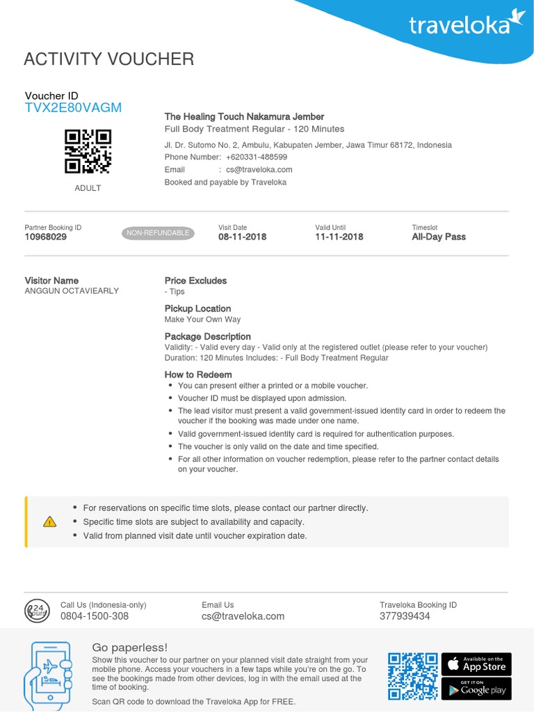 Traveloka Activity Voucher Guide | PDF | Voucher | Identity Document