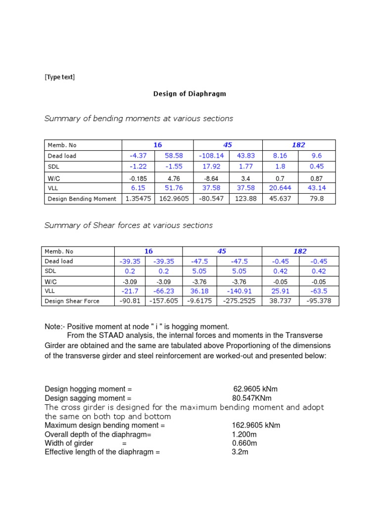 Diaphragm Design: Bending & Shear Analysis | PDF | Chemical Product ...