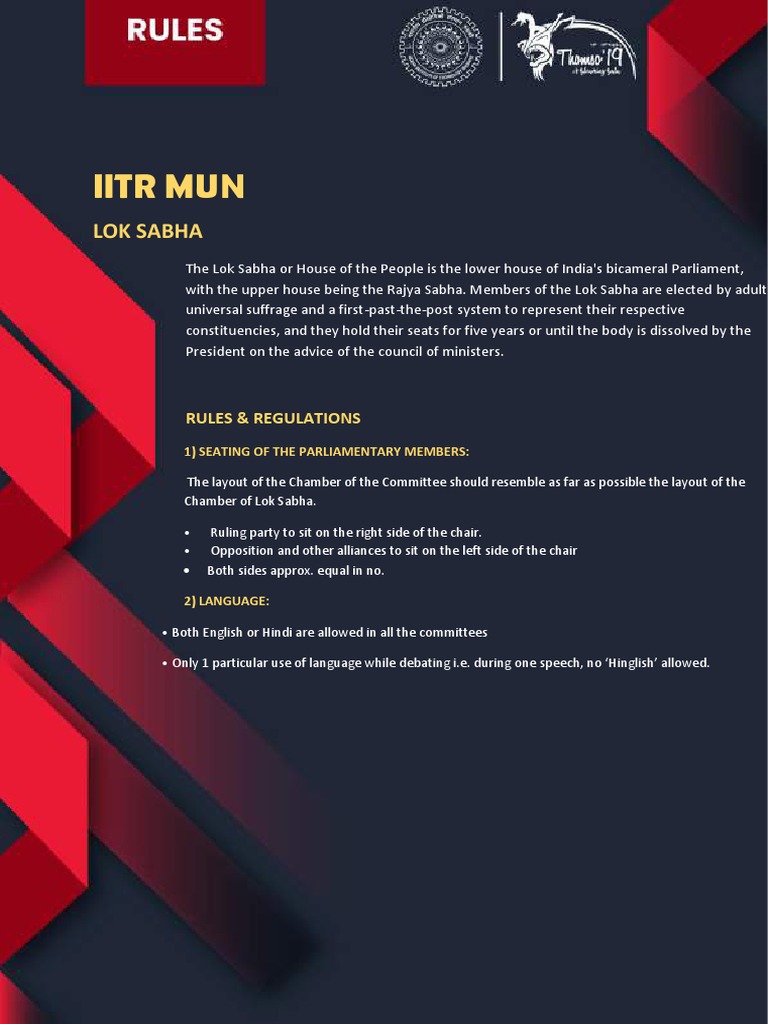 Iitr Mun: Lok Sabha | Download Free PDF | Constitutional Amendment | Oath Of Office