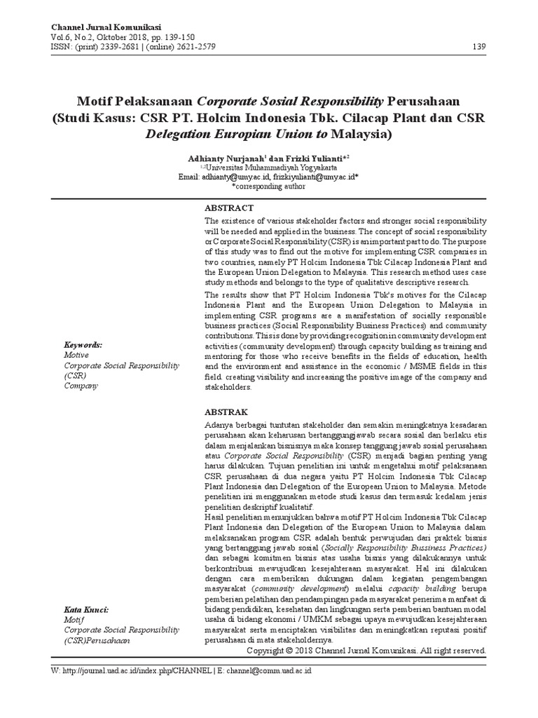 1 SM | PDF | Tanggung jawab Sosial Perusahaan (CSR) | Ekonomi