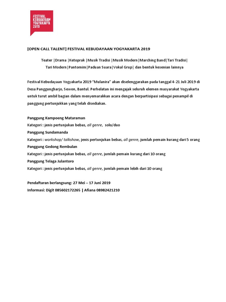 Formulir Talent Pertunjukan | PDF