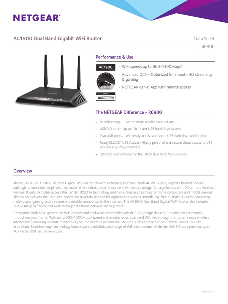 Ac1900 Dual Band Gigabit Wifi Router: Performance & Use | PDF | Wi Fi ...