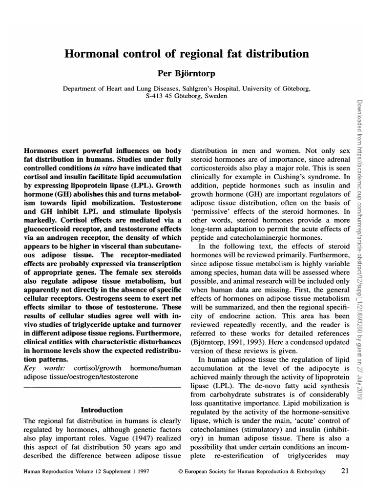 Hormonal Control of Regional Fat Distribution: Per Bjorntorp | PDF ...