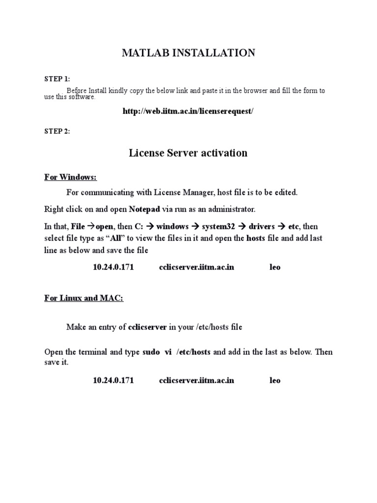 MATLAB Installation and License Setup Guide | PDF | Installation ...