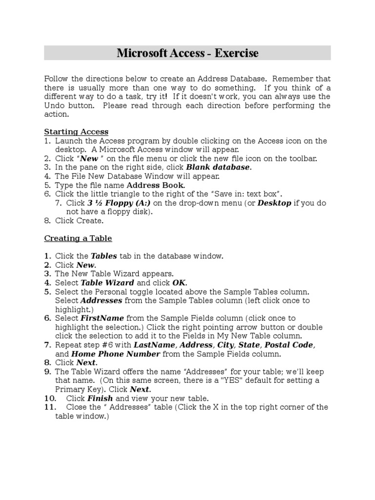 Microsoft Access - Exercise | PDF | Button (Computing) | Databases