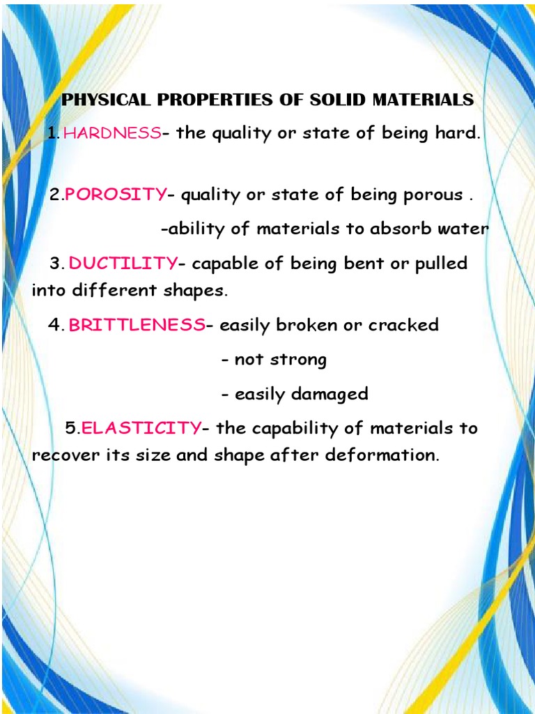 Physical Properties of Solid Materials | PDF | Home & Garden ...