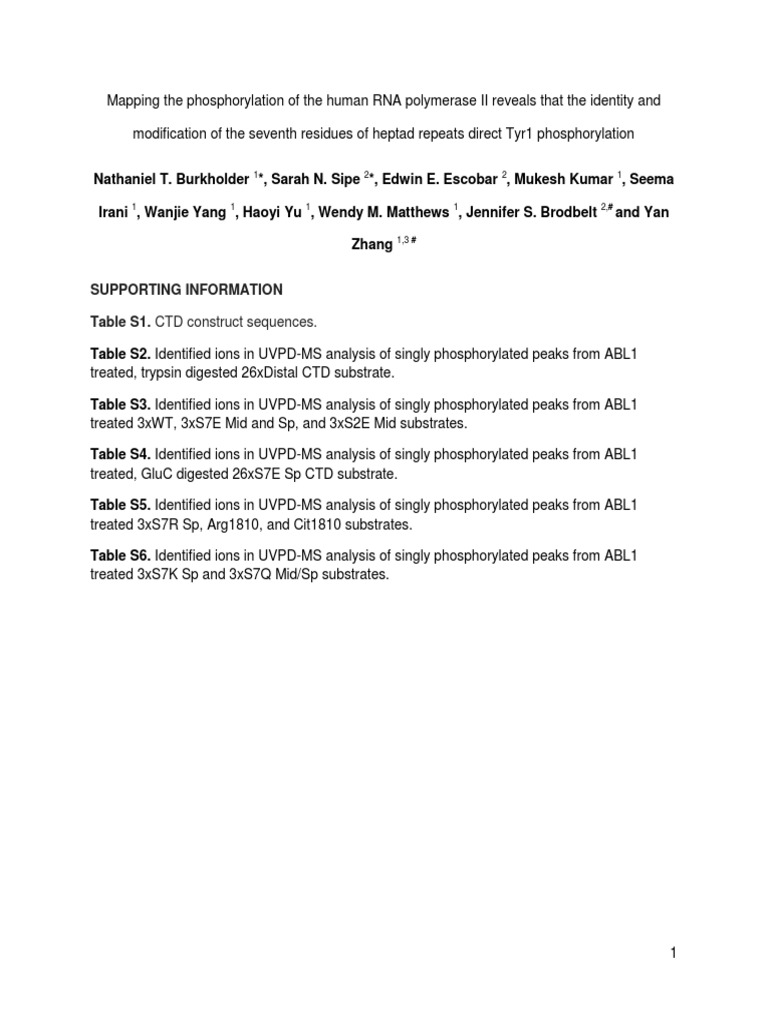Phosphorylation Mapping of RNA Polymerase II | PDF | Phosphorylation ...