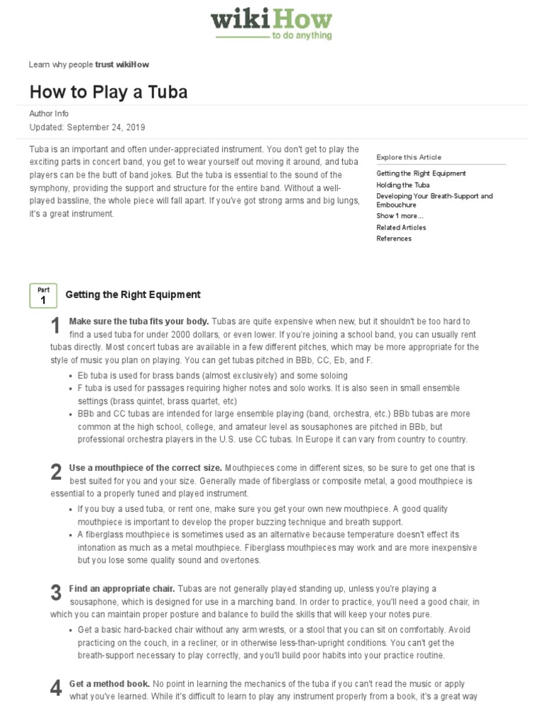 How To Play A Tuba | PDF | Tuba | Brass Instruments