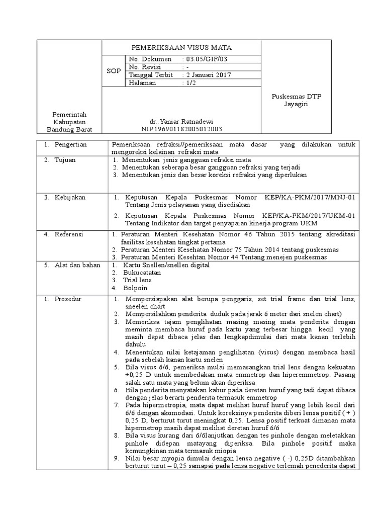 Pemeriksaan Visus Mata | PDF