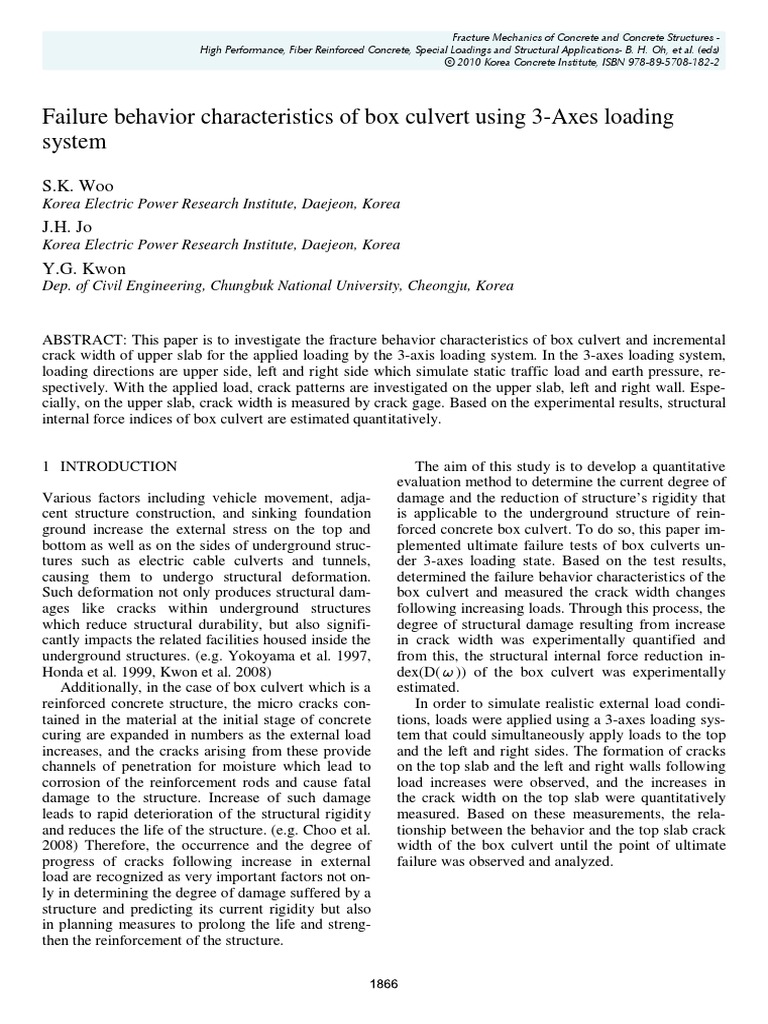 Failure Behavior Characteristics of Box Culvert Using 3-Axes Loading ...