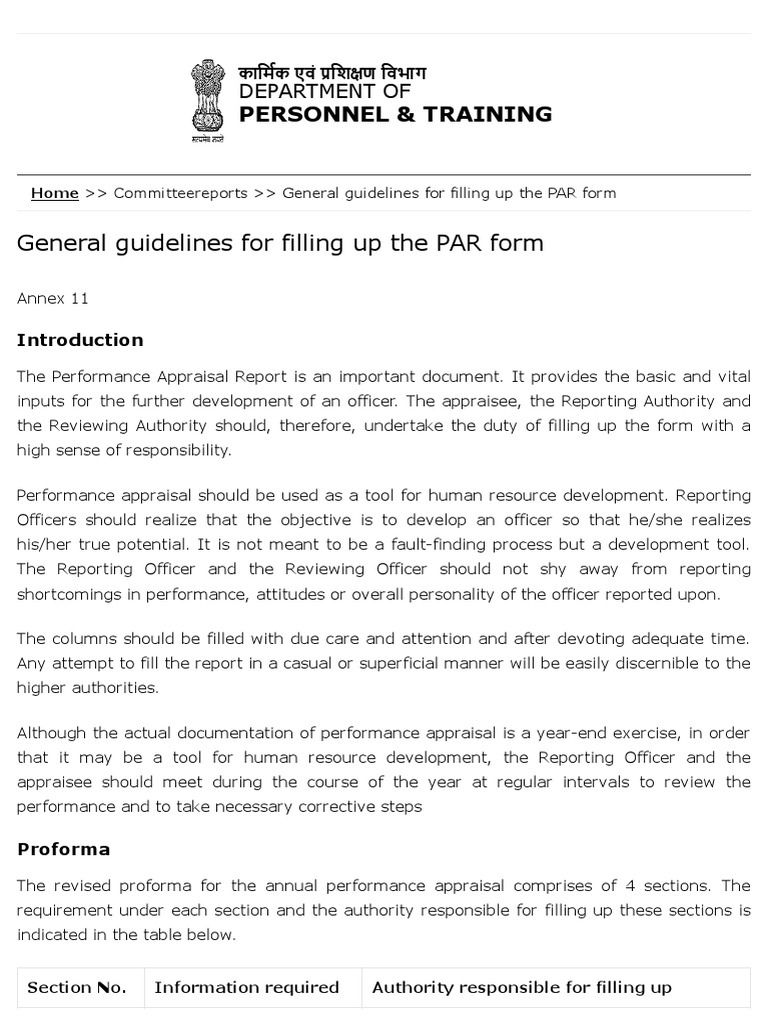 Guidelines for Filling PAR Form | PDF | Performance Appraisal