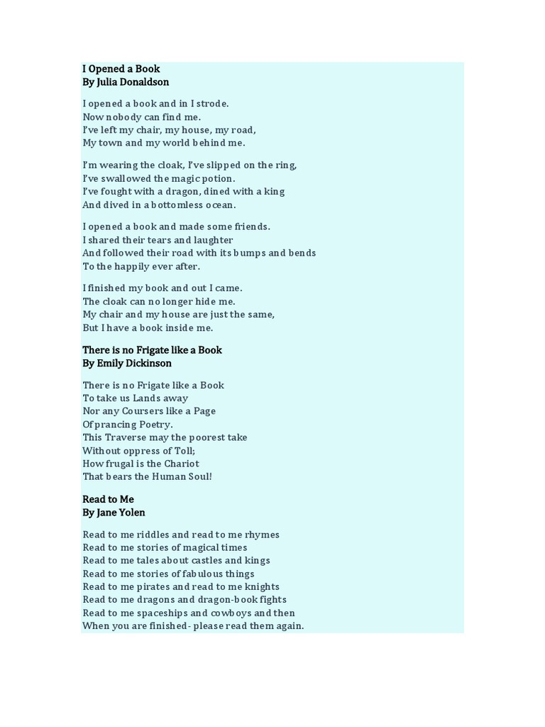 I Opened A Book by Julia Donaldson | PDF