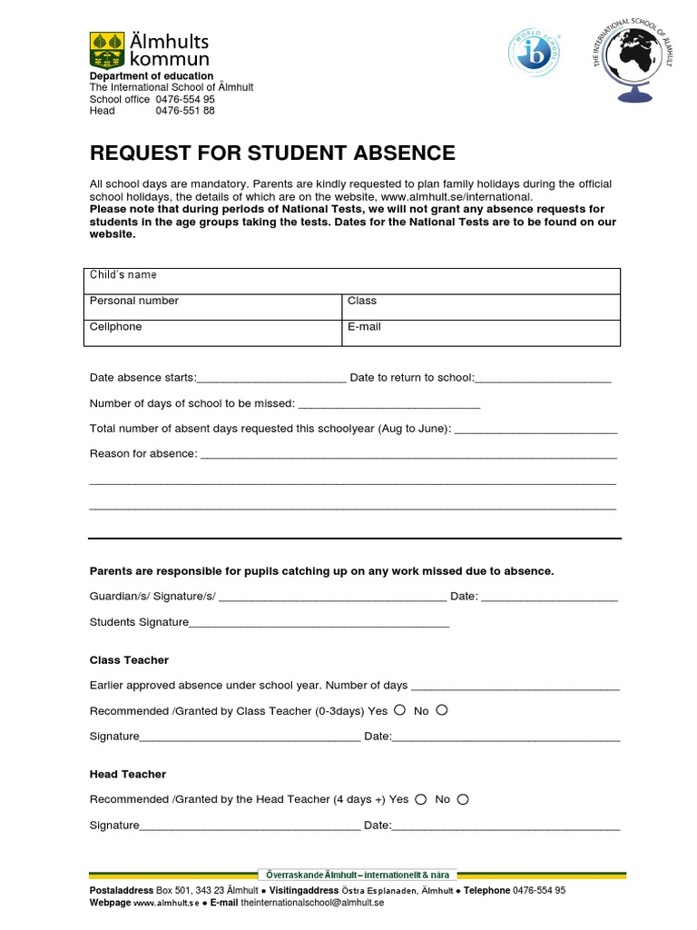 Absence Request Form | PDF