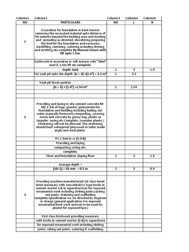Septic Tank Estimate | PDF | Brick | Mortar (Masonry)