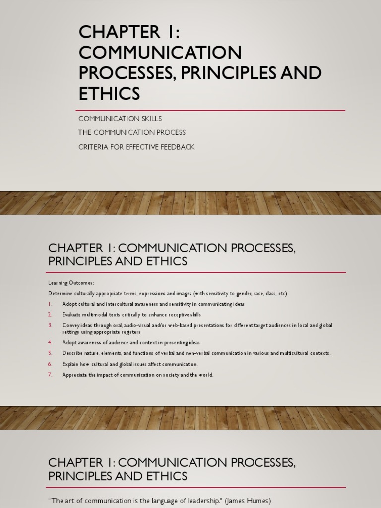 Communication Processes, Principles and Ethics | PDF | Nonverbal ...