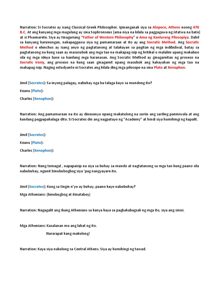 Philosophy (Socrates Roleplaying Script) | PDF