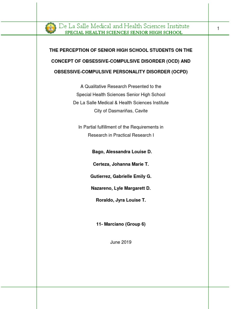 Group 6 Revised Final Research With Appendices | PDF | Obsessive ...