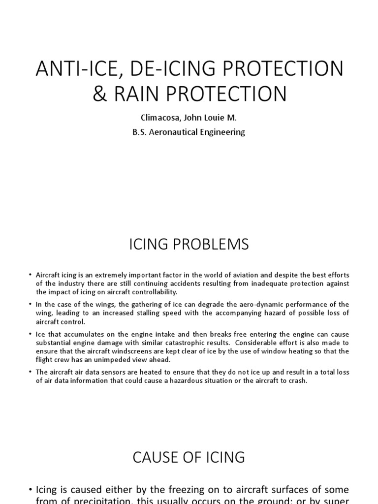Anti-Ice and De-Icing Systems Overview | PDF | Ice | Applied And ...