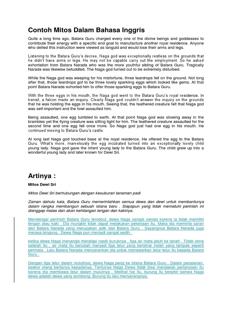 Contoh Mitos Dalam Bahasa Inggris | PDF | Hindu Iconography | Theism