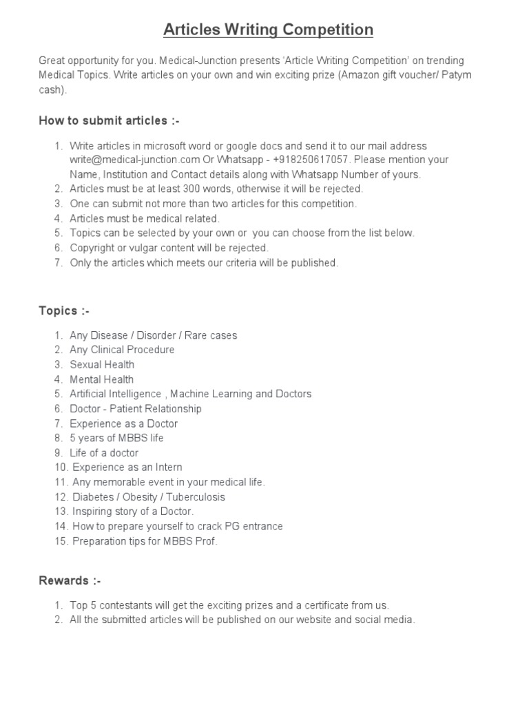 Articles Writing Competition | PDF