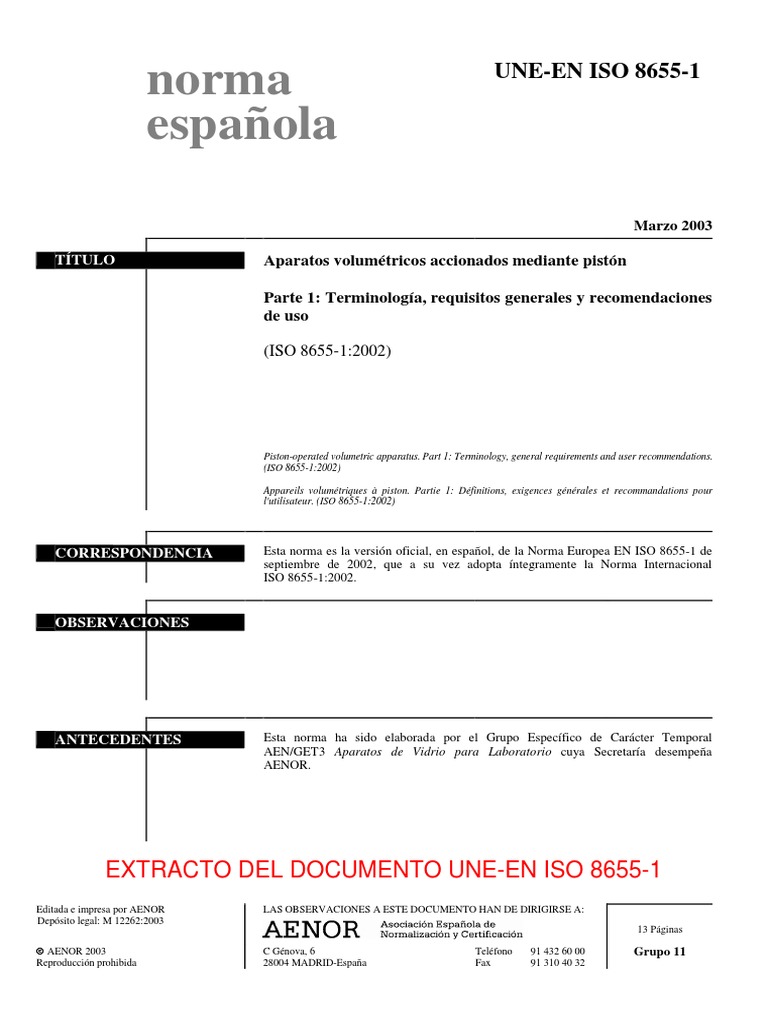 Iso 8655 Aparatos Volumetricos Accionados Mediante Piston | PDF ...
