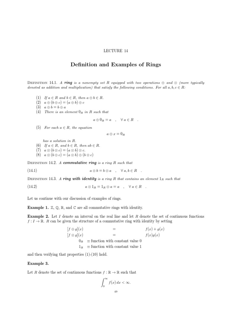 Understanding Rings in Mathematics | PDF | Ring (Mathematics) | Integer