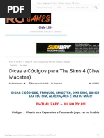 Códigos e Cheats The Sims 4 - Lista Completa Atualizada | PDF