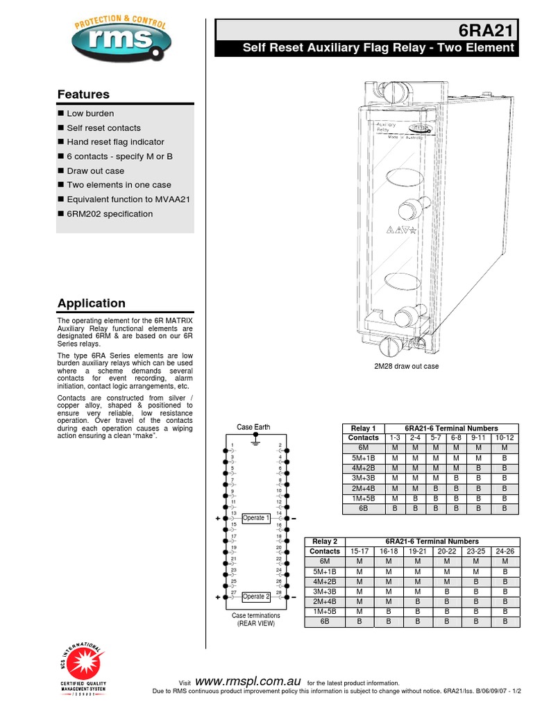 Features: Self Reset Auxiliary Flag Relay - Two Element | Download Free ...