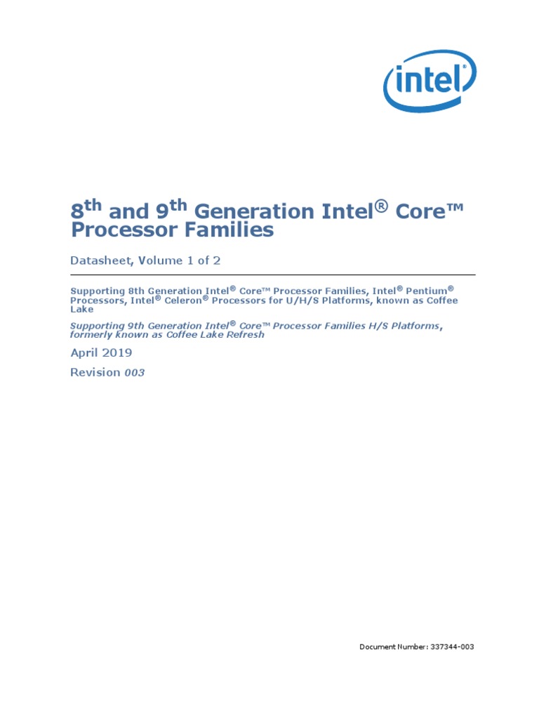 8th Gen Core Family Datasheet Vol 1 | PDF | Hdmi | Intel