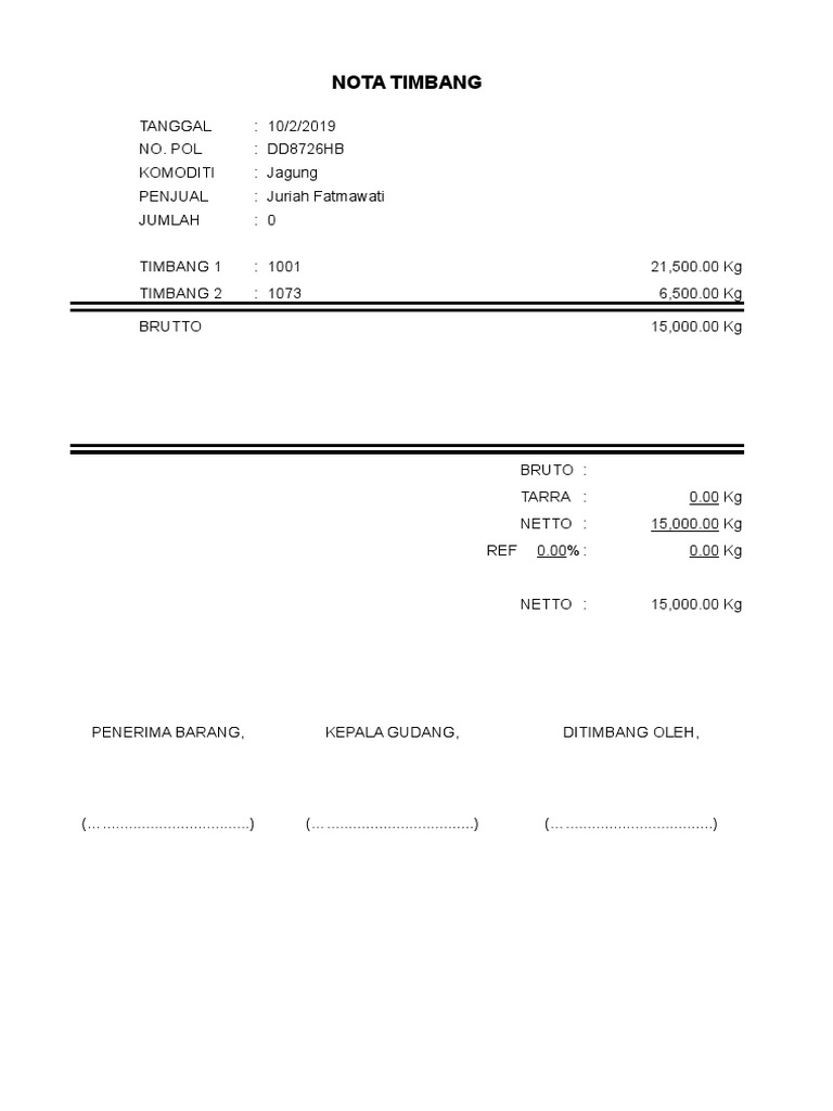 Nota Penjualan Barang Truk | PDF