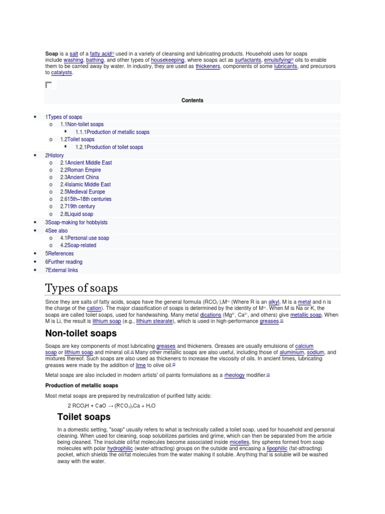 Types of Soaps | Download Free PDF | Soap | Detergent