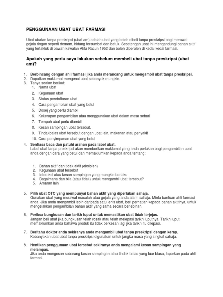 Penggunaan Ubat Ubat Farmasi | PDF