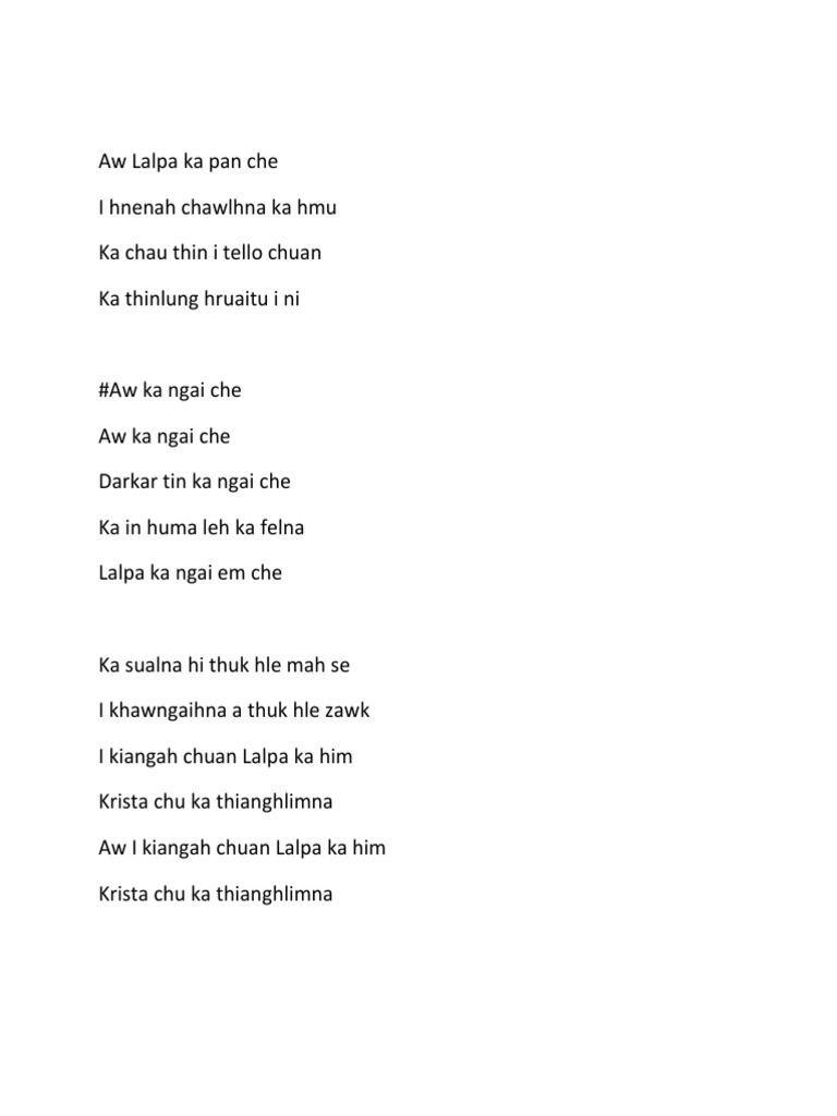 Aw Lalpa Ka Pan Che | PDF