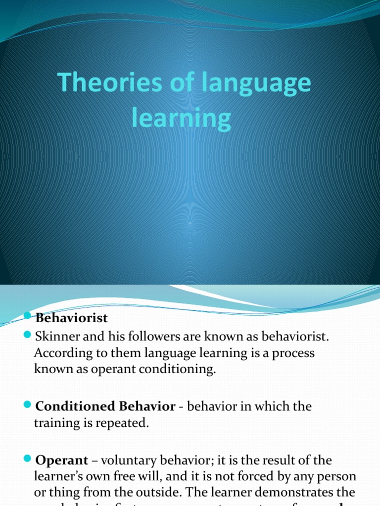 Theories of Language Learning, Behaviourism | PDF | Behaviorism ...