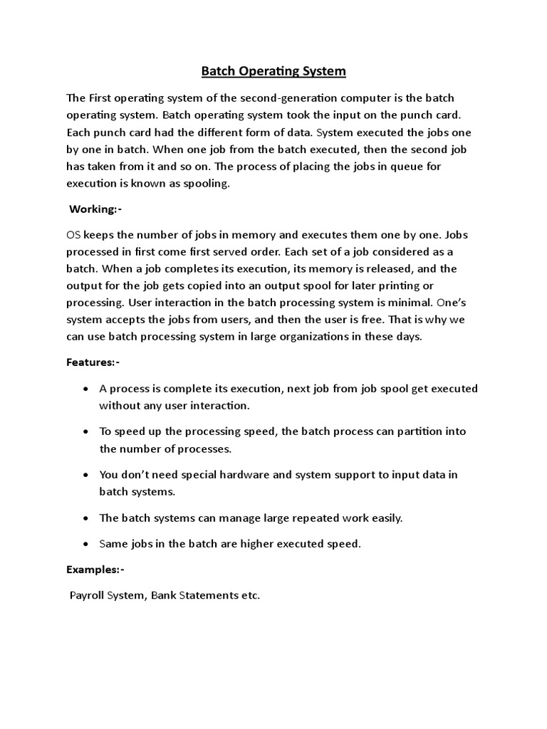 Batch Operating System | Download Free PDF | Process (Computing ...