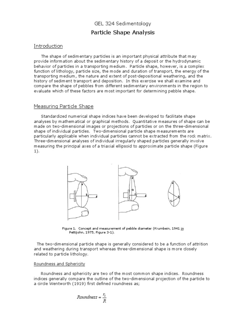 Particle Shape Analysis: GEL 324 Sedimentology | PDF | Sediment | Sphere
