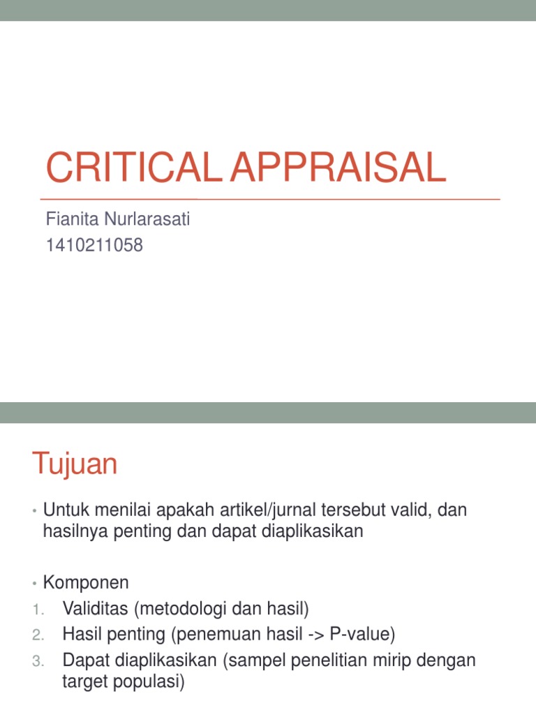 Critical Appraisal | PDF