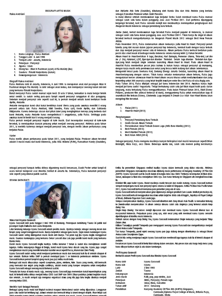 Biografi Artis Musik Modern2 | PDF
