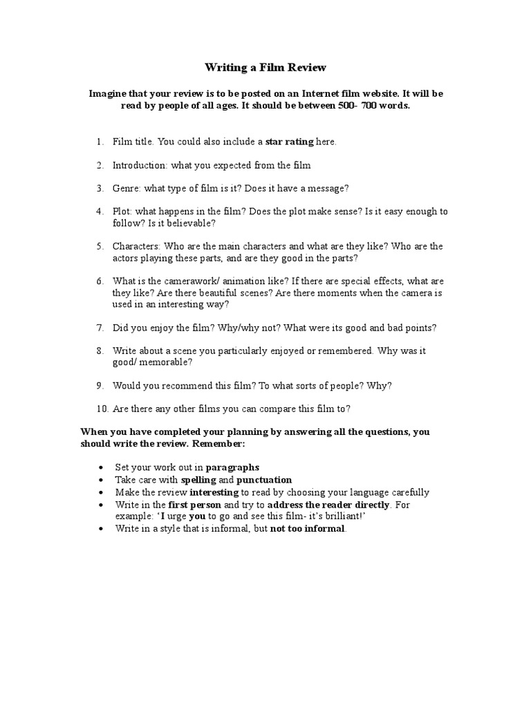 Writing A Film Review | PDF