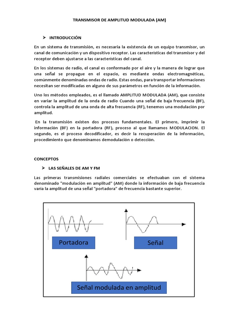 Transmisor de Amplitud Modulada I | PDF | Modulación de frecuencia | Modulación