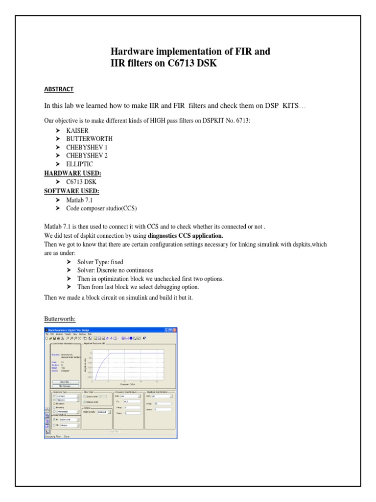 DSP Filter Implementation on C6713 DSK | PDF