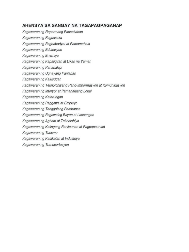 Ahensya Sa Sangay Na Tagapagpaganap | PDF