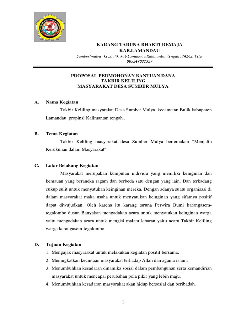 Proposal Takbir Keliling Fiks | PDF