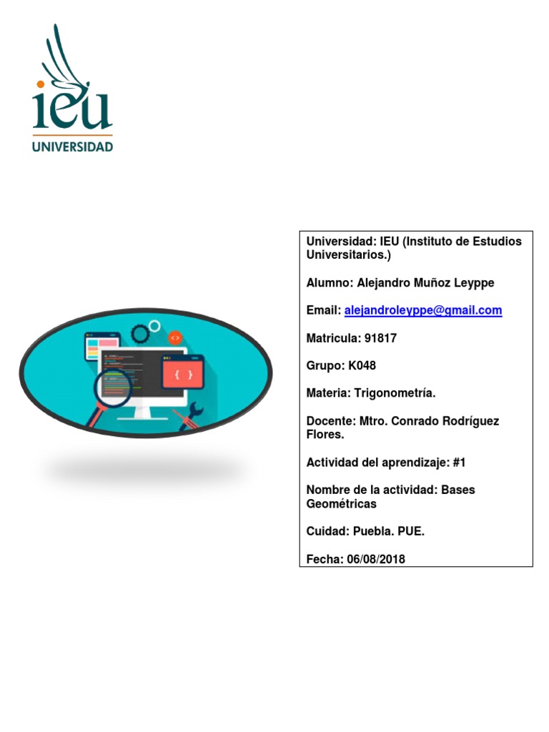 Ieu Actividad Del Aprendizaje 1 Trigonometria | PDF | Objetos matemáticos | Conceptos matemáticos